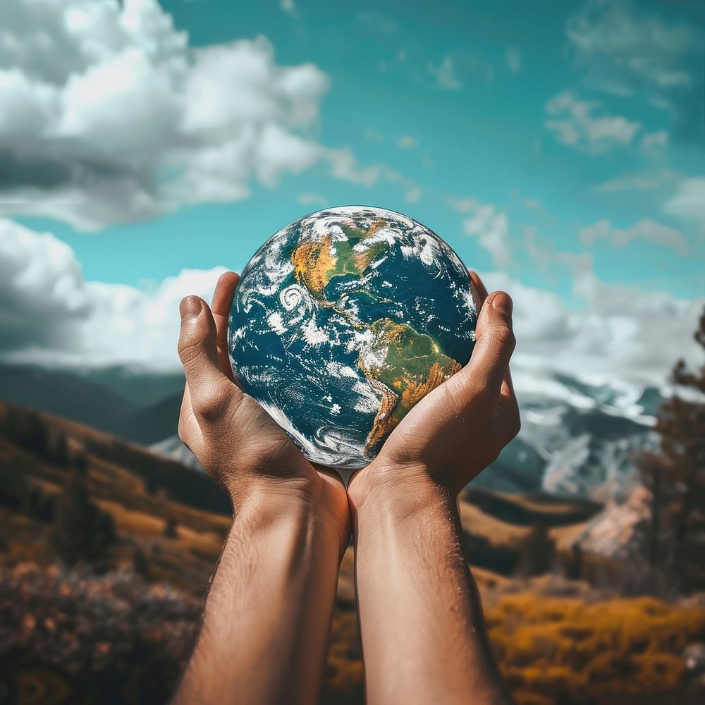 Earth being held two hands | Free Photo - rawpixel