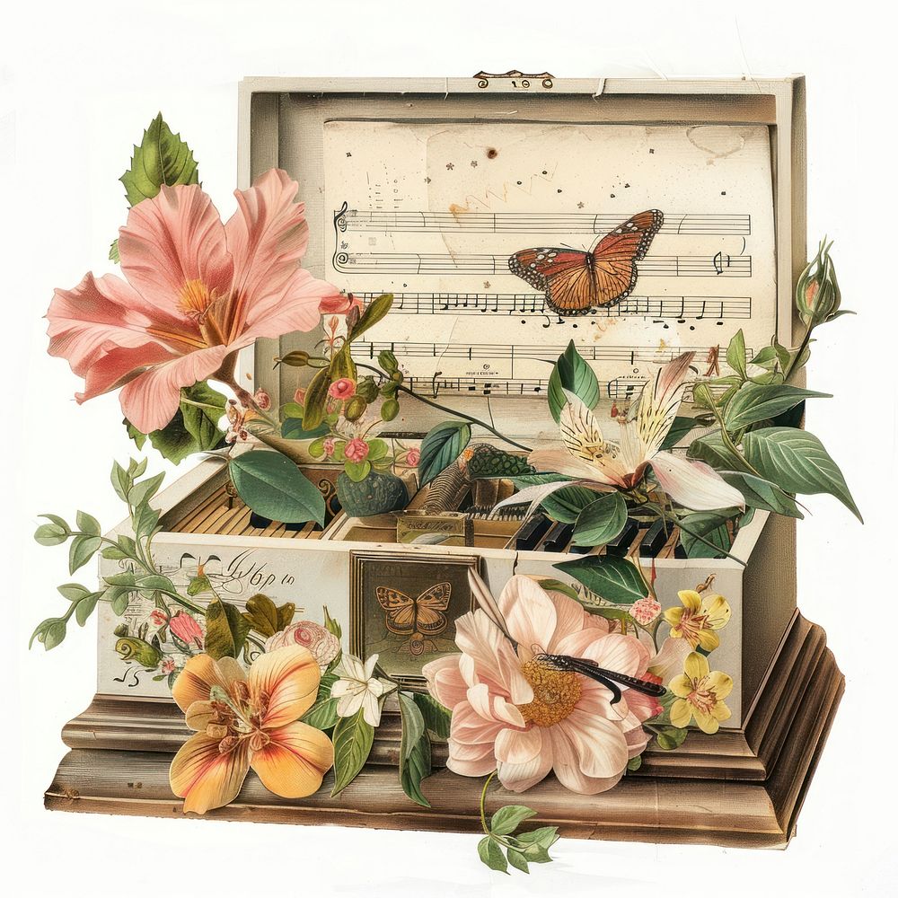 Vintage floral music box illustration | Free Photo Illustration - rawpixel