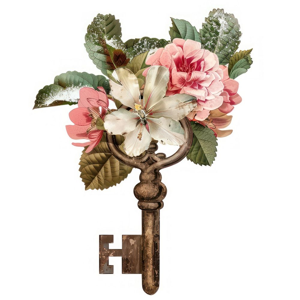 Vintage floral key illustration | Free Photo Illustration - rawpixel