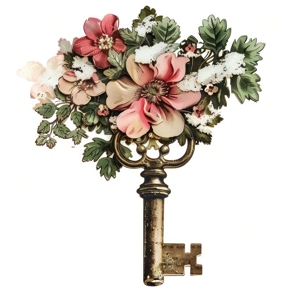 Vintage floral key illustration | Free Photo Illustration - rawpixel