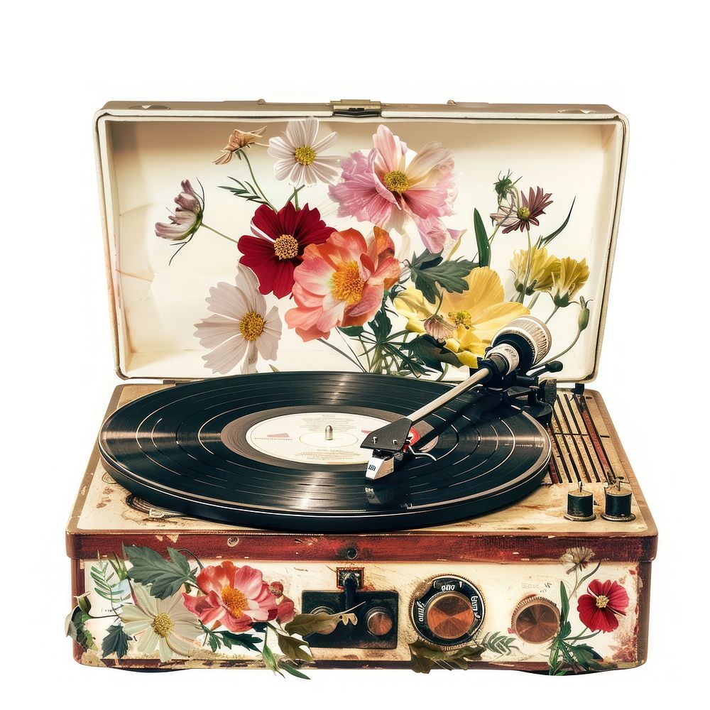 Vintage floral record player illustration | Free Photo Illustration ...