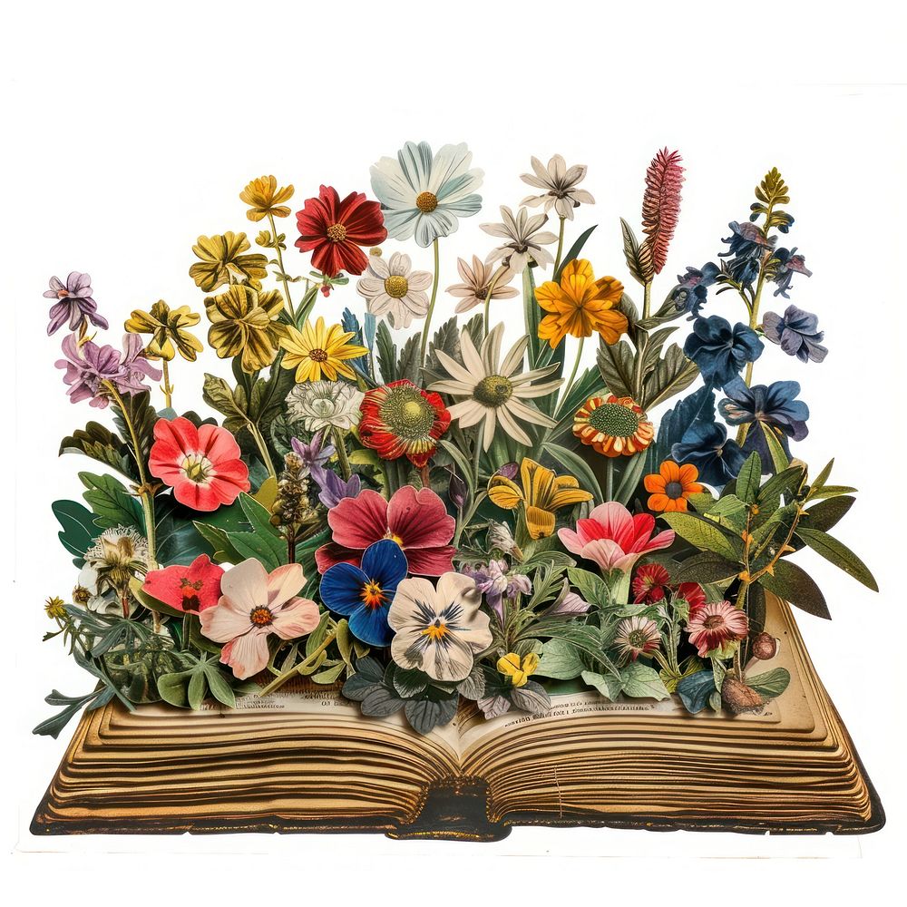 Vibrant flowers blooming book | Free Photo Illustration - rawpixel
