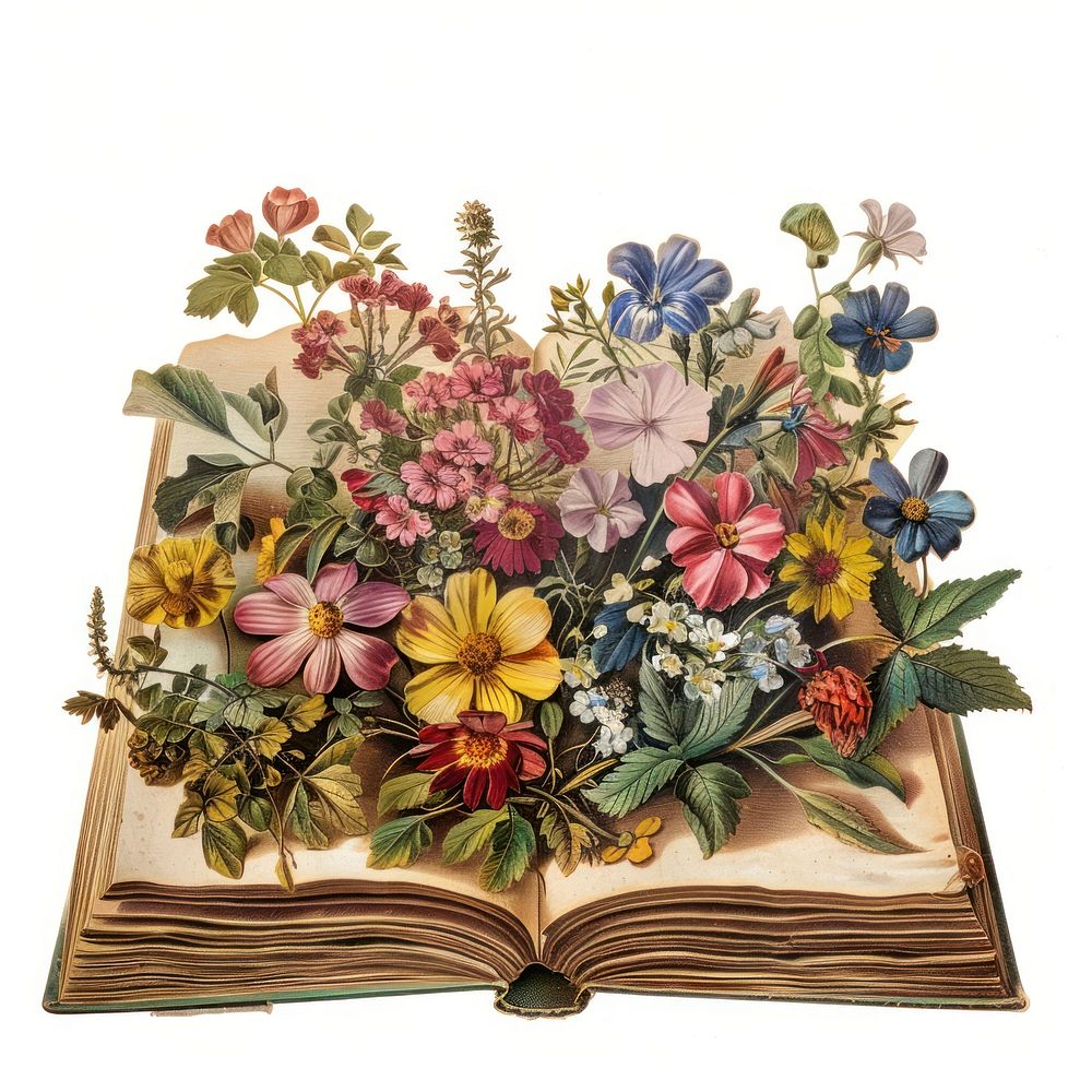 Vintage book blooming flowers illustration | Free Photo Illustration ...