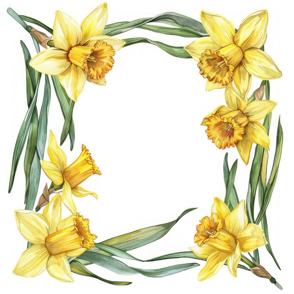 Daffodil frame blossom flower plant. | Free Photo Illustration - rawpixel