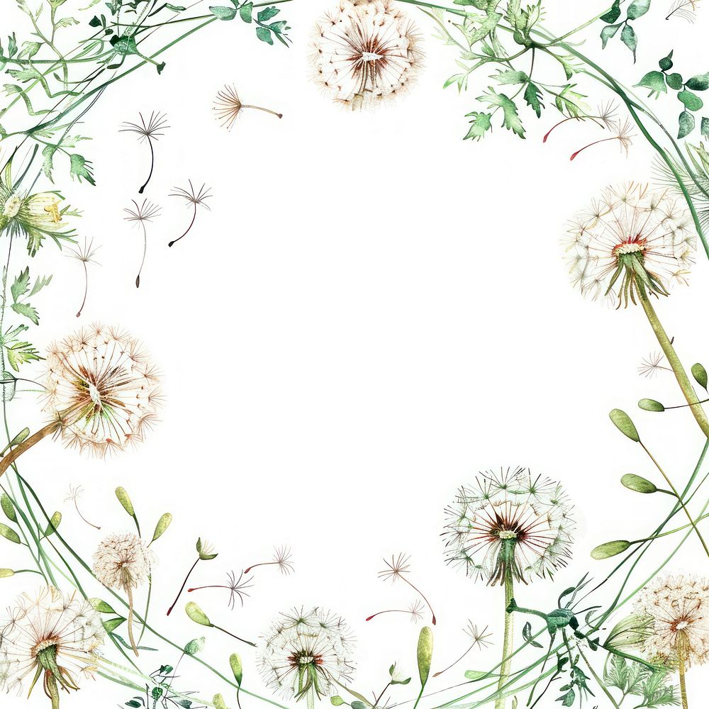 Dandelion frame blossom flower plant. | Free Photo Illustration - rawpixel