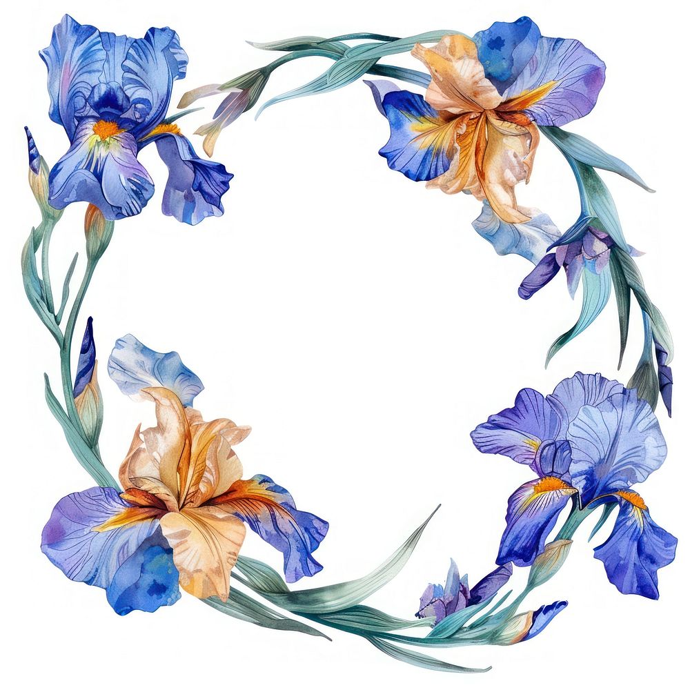 Iris frame art blossom flower. | Free Photo Illustration - rawpixel