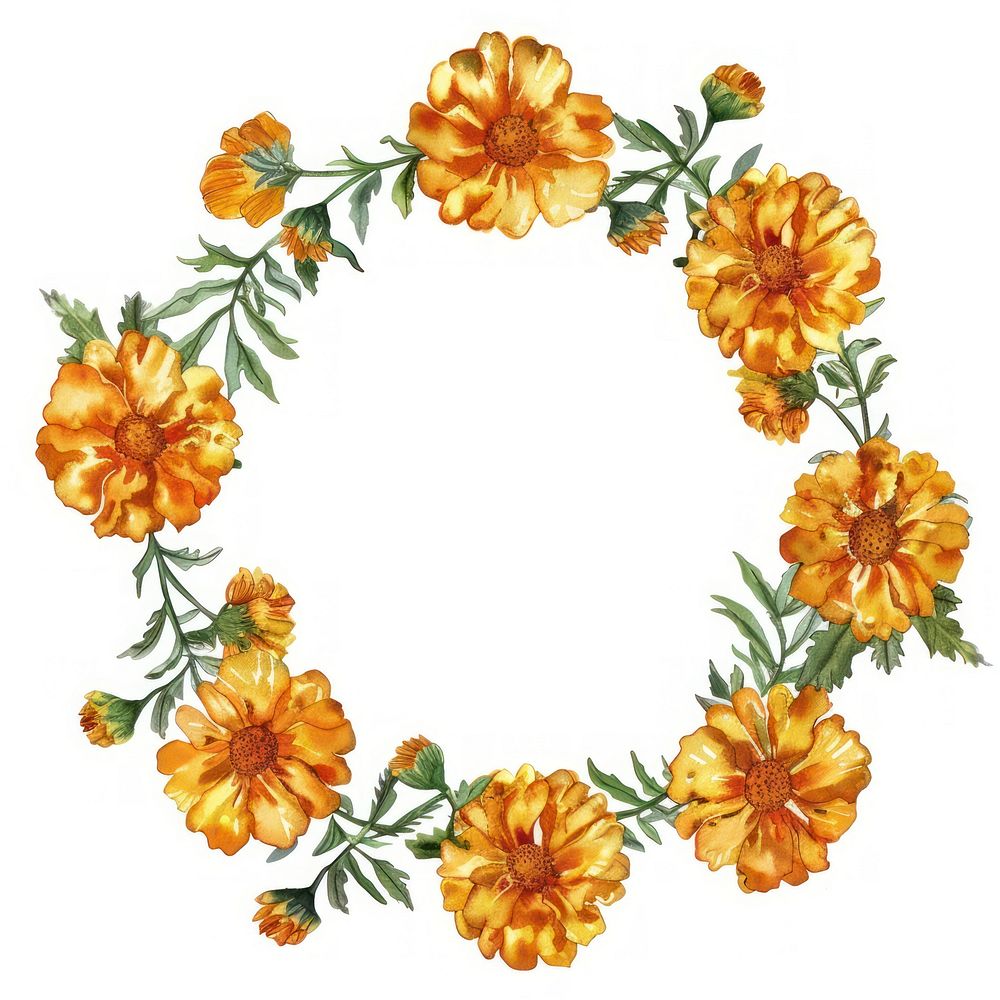 Marigold frame art asteraceae graphics. | Free Photo Illustration ...