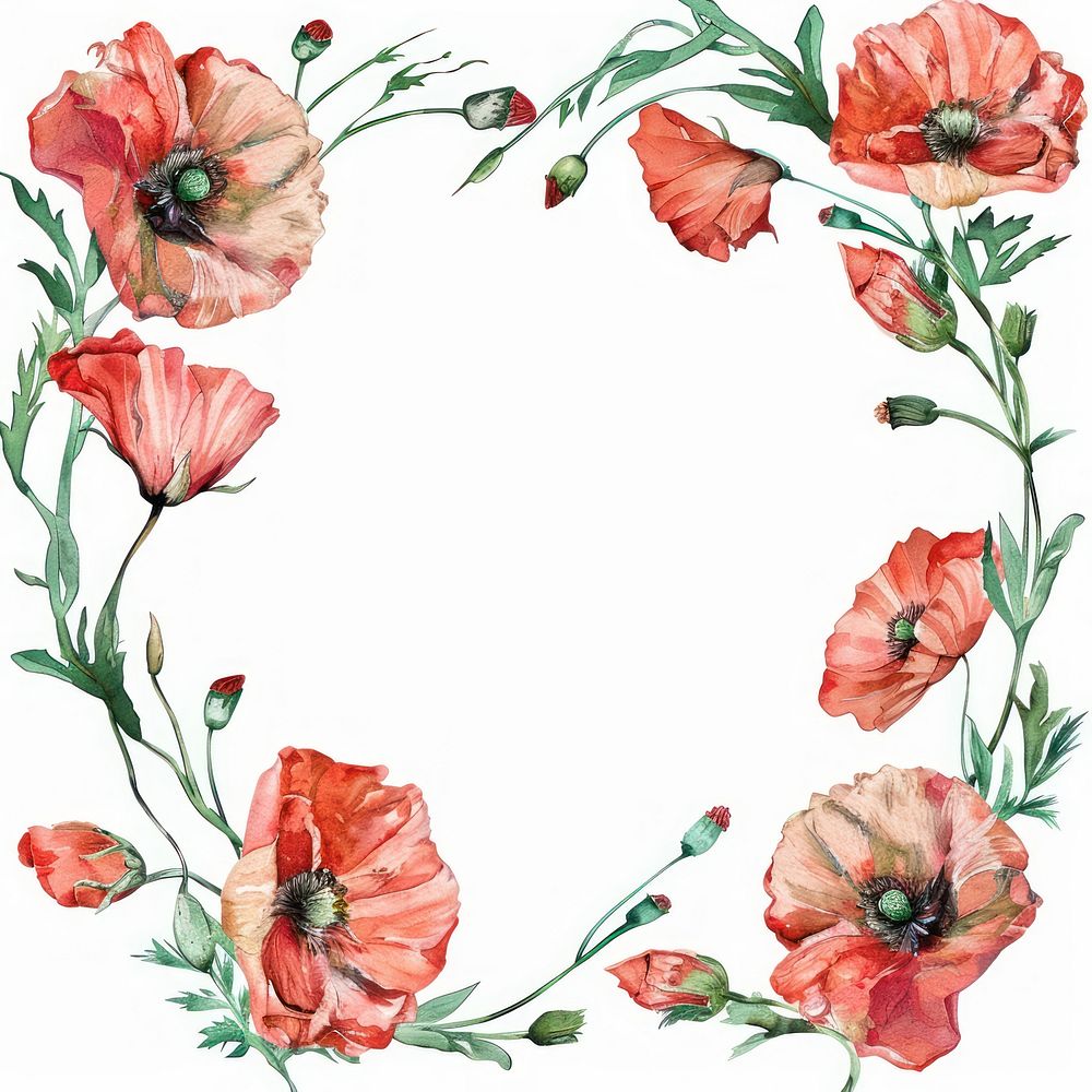 Poppy frame art graphics pattern. | Free Photo Illustration - rawpixel