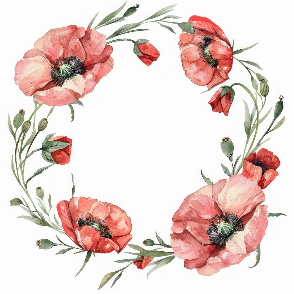 Poppy frame art graphics pattern. | Free Photo Illustration - rawpixel