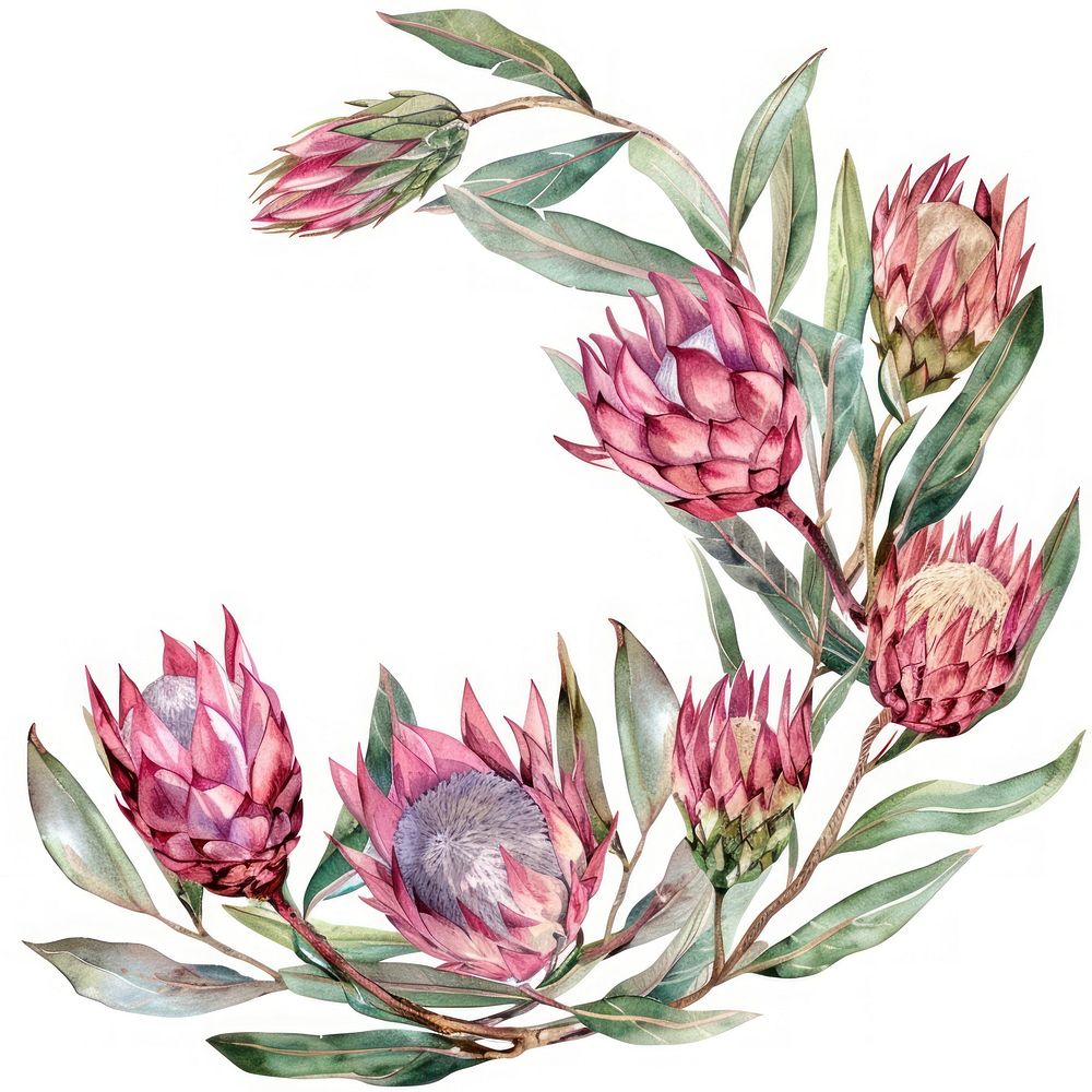 Protea frame art pineapple graphics. | Premium Photo Illustration ...