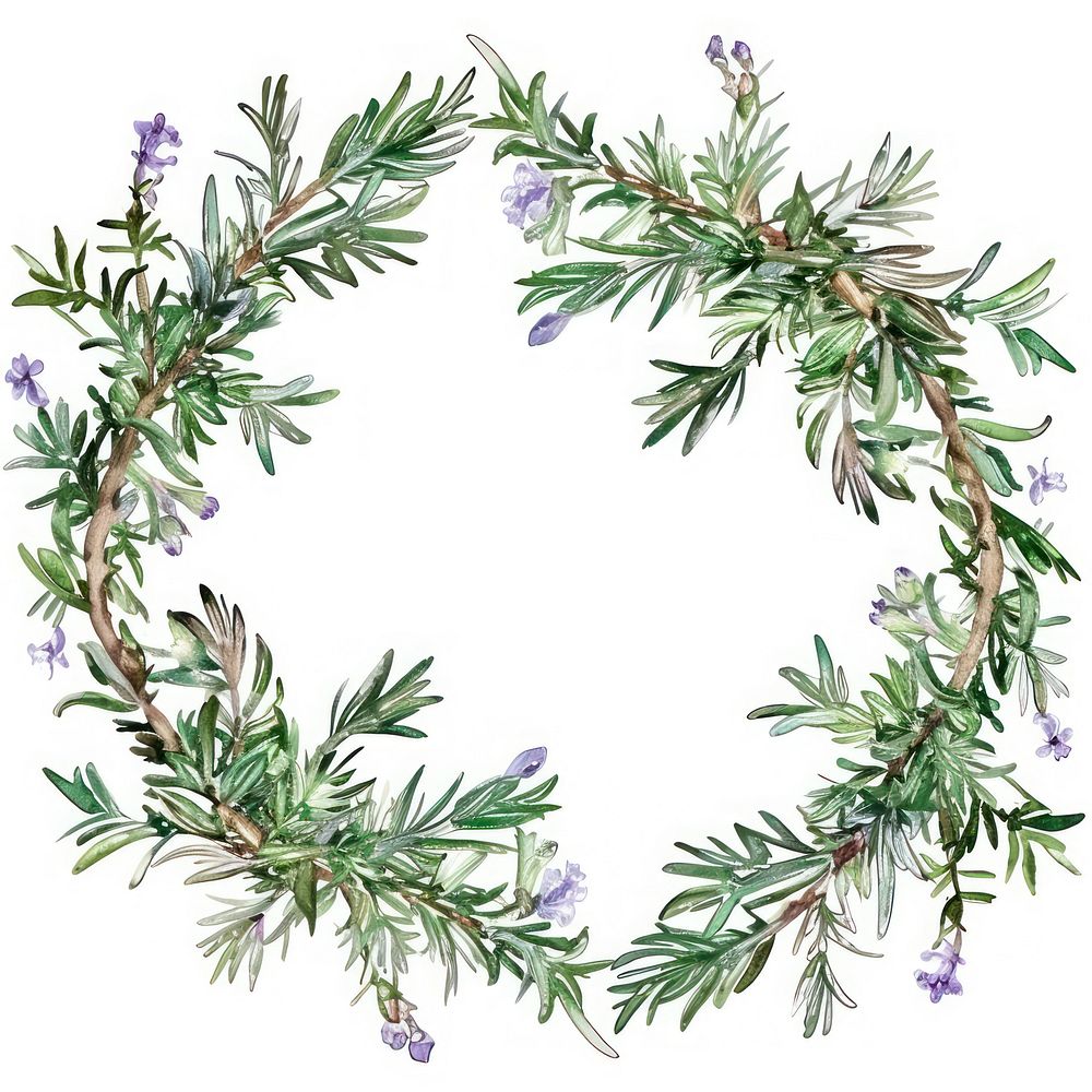 Rosemary frame blossom herbal wreath. | Free Photo Illustration - rawpixel
