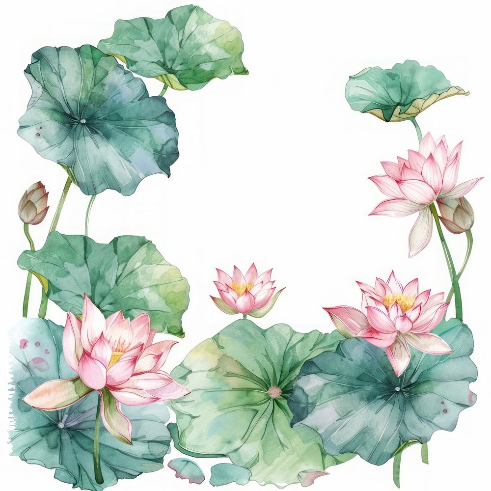 Water lily frame art painting | Free Photo Illustration - rawpixel