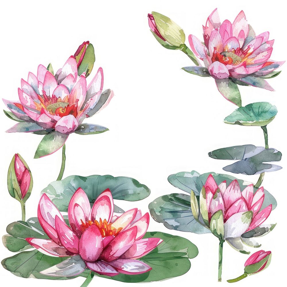 Water lily frame art blossom | Free Photo Illustration - rawpixel