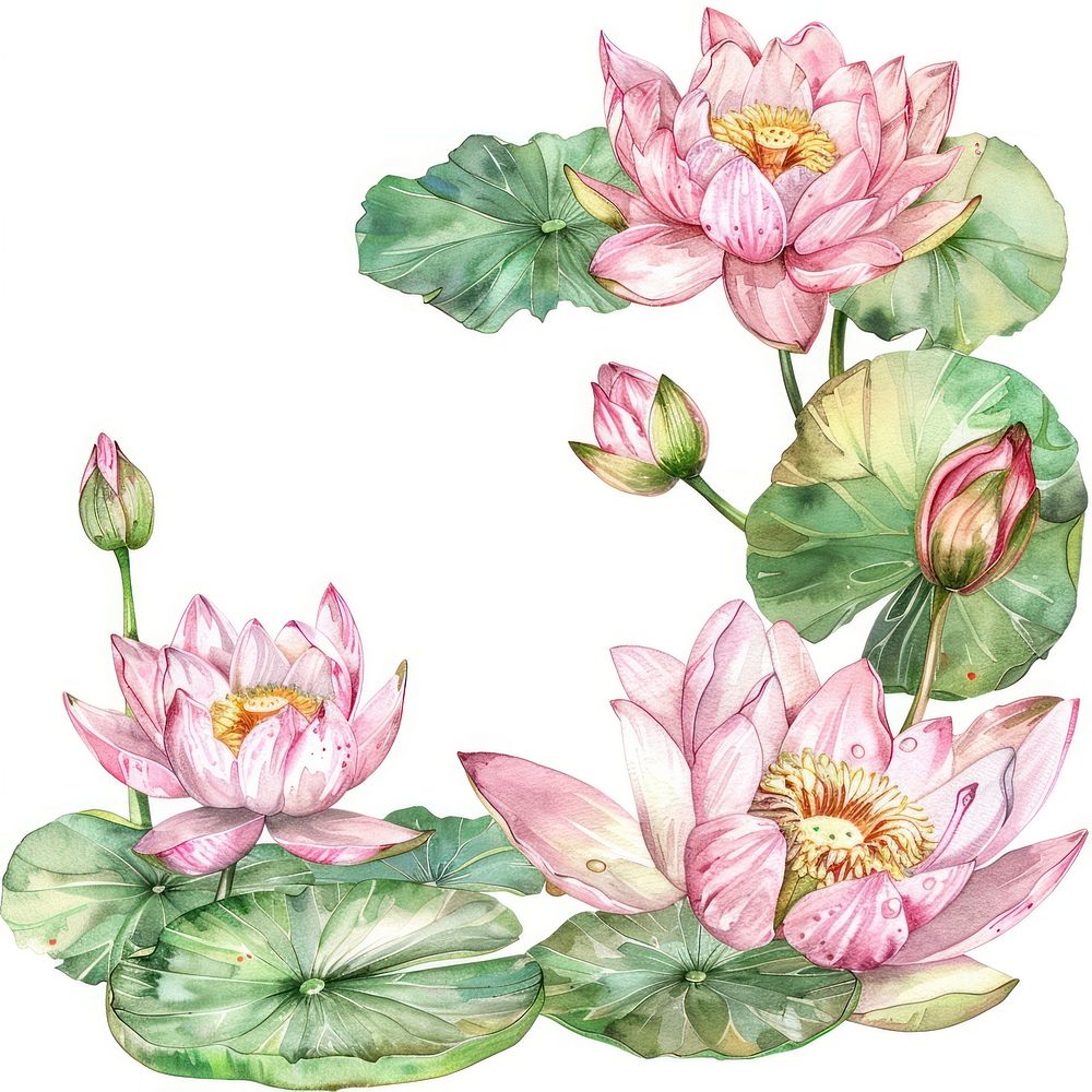 Water lily frame art painting | Free Photo Illustration - rawpixel