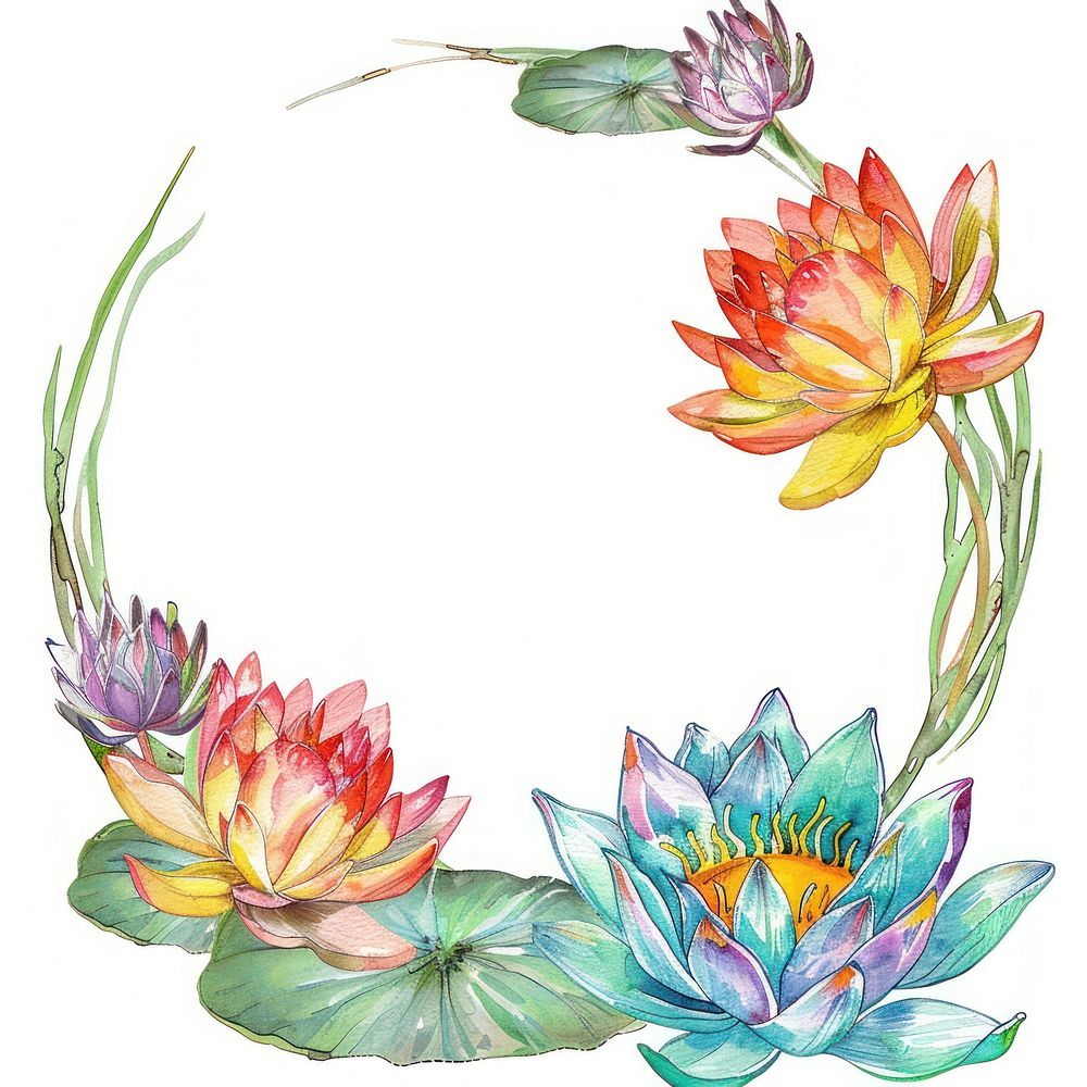 Water lily frame art graphics | Free Photo Illustration - rawpixel