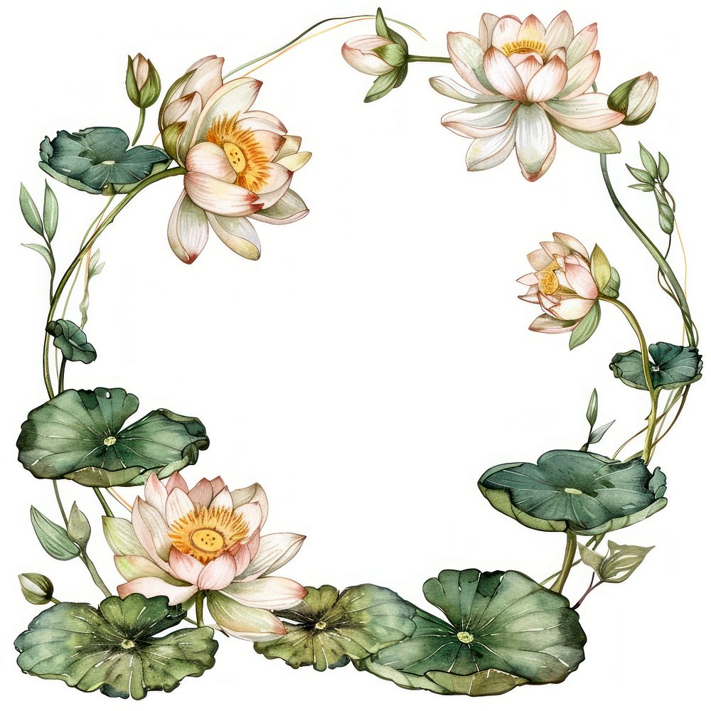 Water lily frame art graphics | Free Photo Illustration - rawpixel