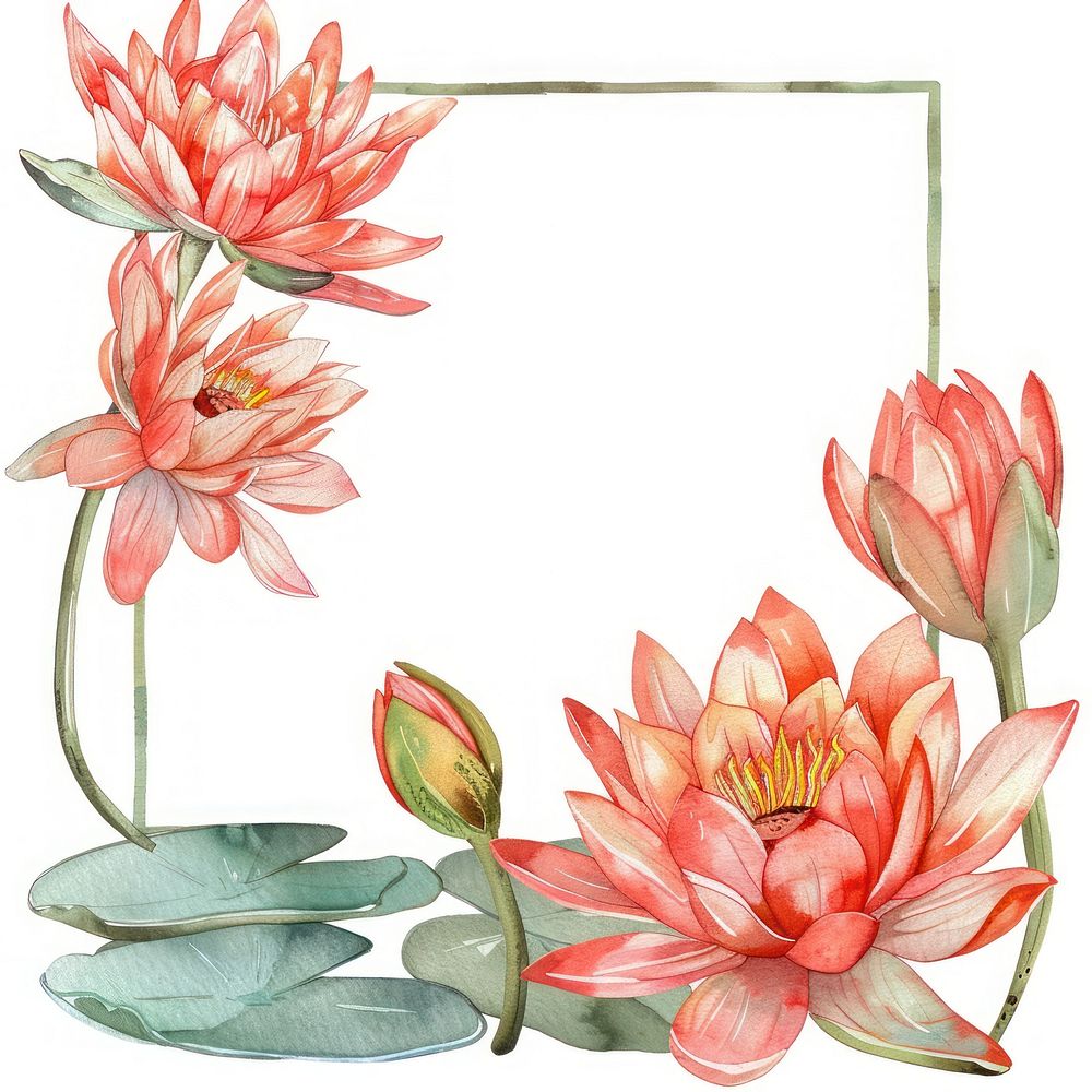 Water lily frame art painting | Free Photo Illustration - rawpixel