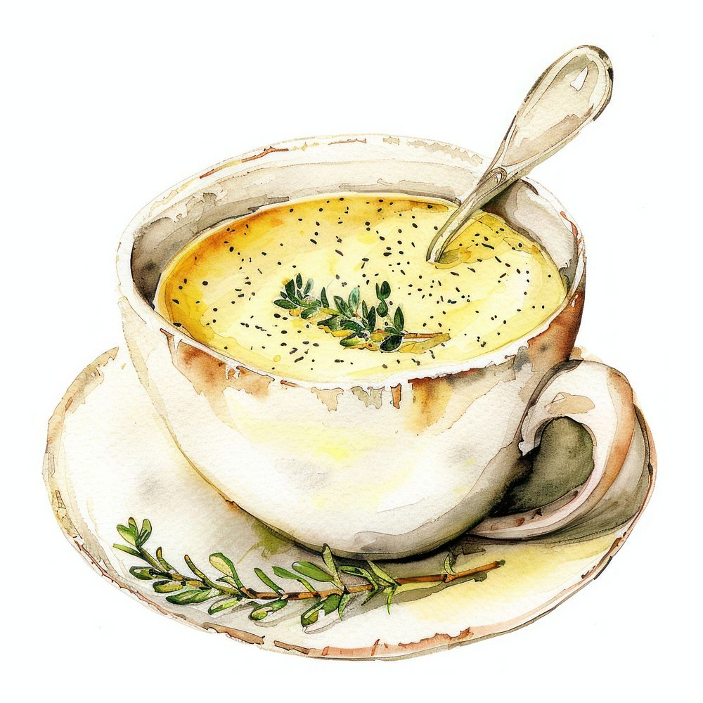 Cozy watercolor soup illustration | Free Photo Illustration - rawpixel