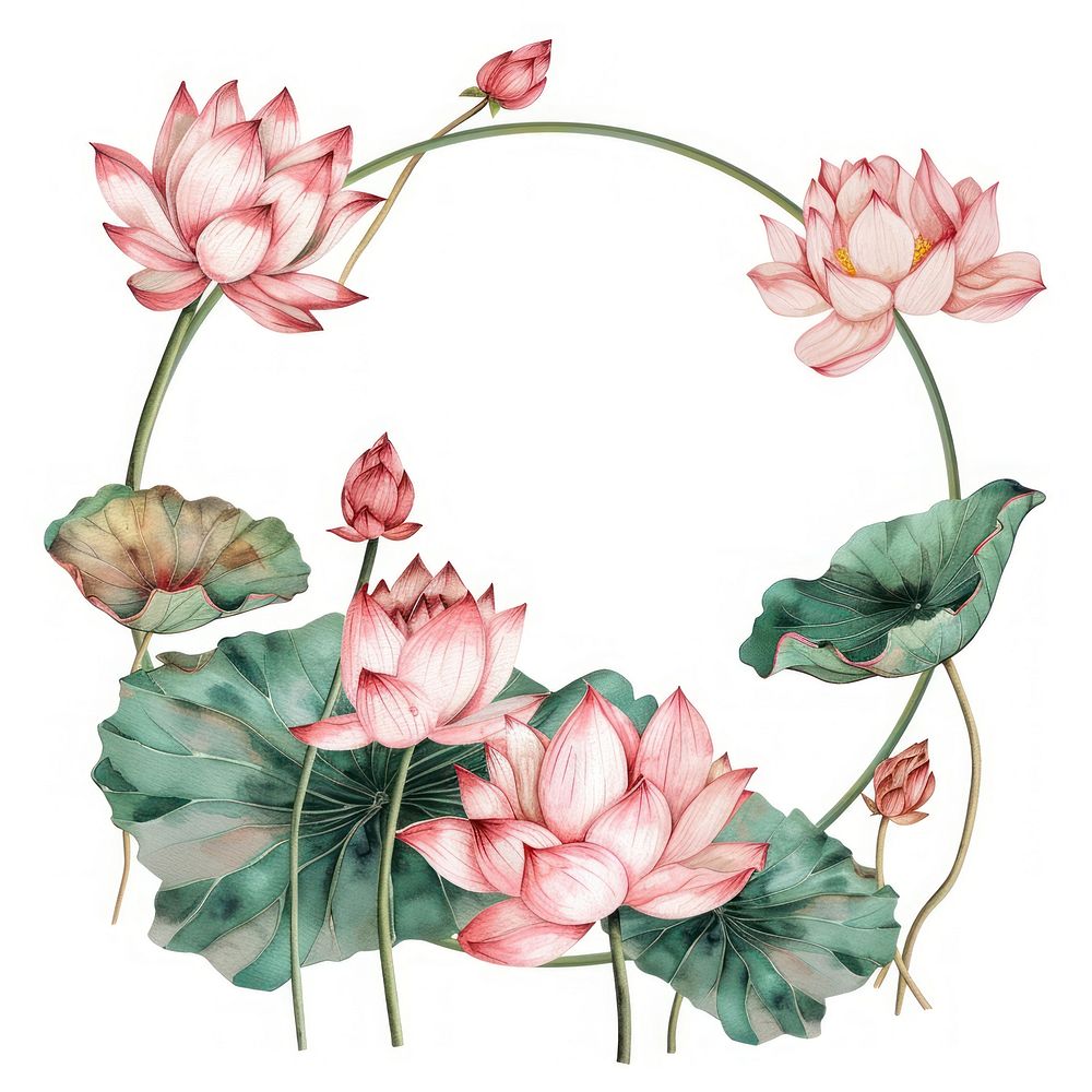 Lotus frame art blossom pattern. | Free Photo Illustration - rawpixel