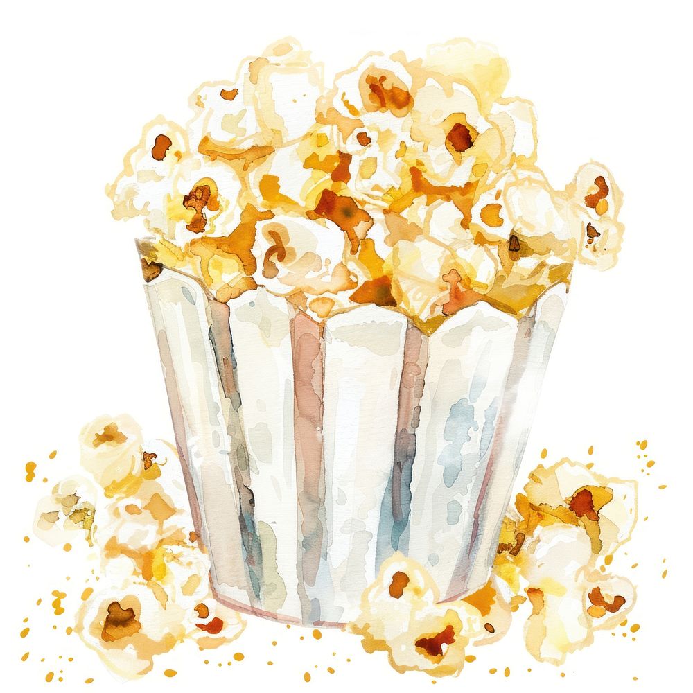 Watercolor popcorn bucket illustration | Free Photo Illustration - rawpixel