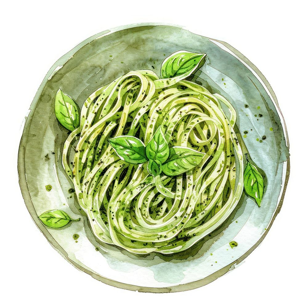 Delicious green pesto pasta illustration | Premium Photo Illustration ...