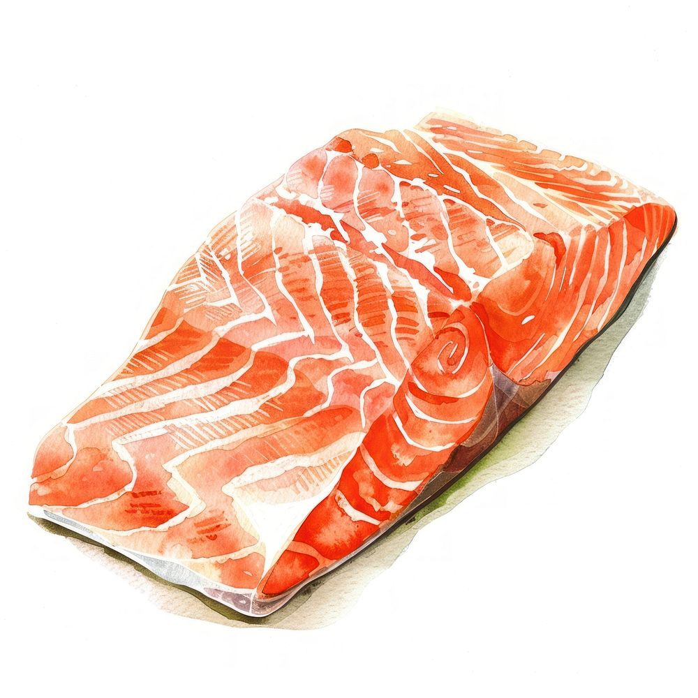 Fresh salmon watercolor illustration | Free Photo Illustration - rawpixel