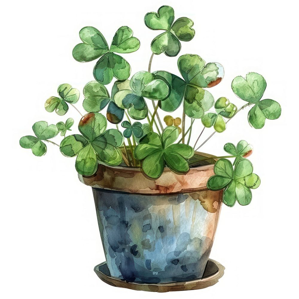 Clover pot geranium blossom planter. | Free Photo Illustration - rawpixel