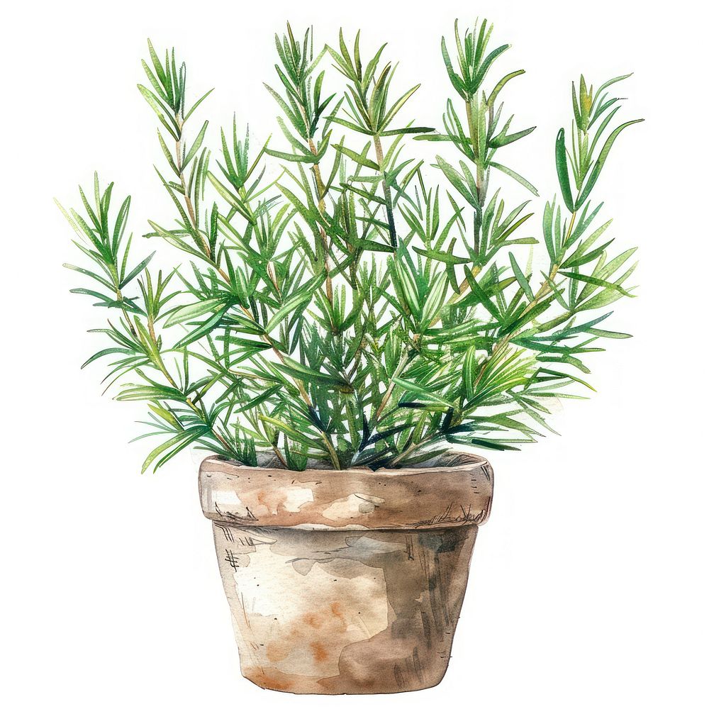 Rosemary pot conifer herbal plant. | Free Photo Illustration - rawpixel