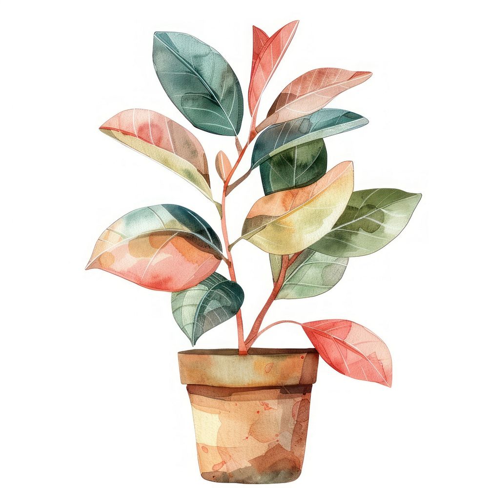 Rubber plant pot art blossom | Free Photo Illustration - rawpixel