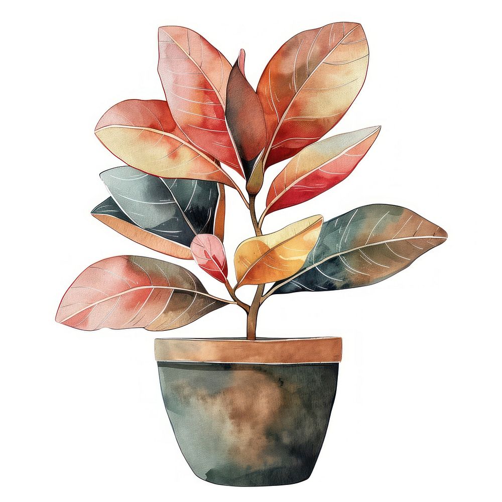 Rubber plant pot art blossom | Free Photo Illustration - rawpixel