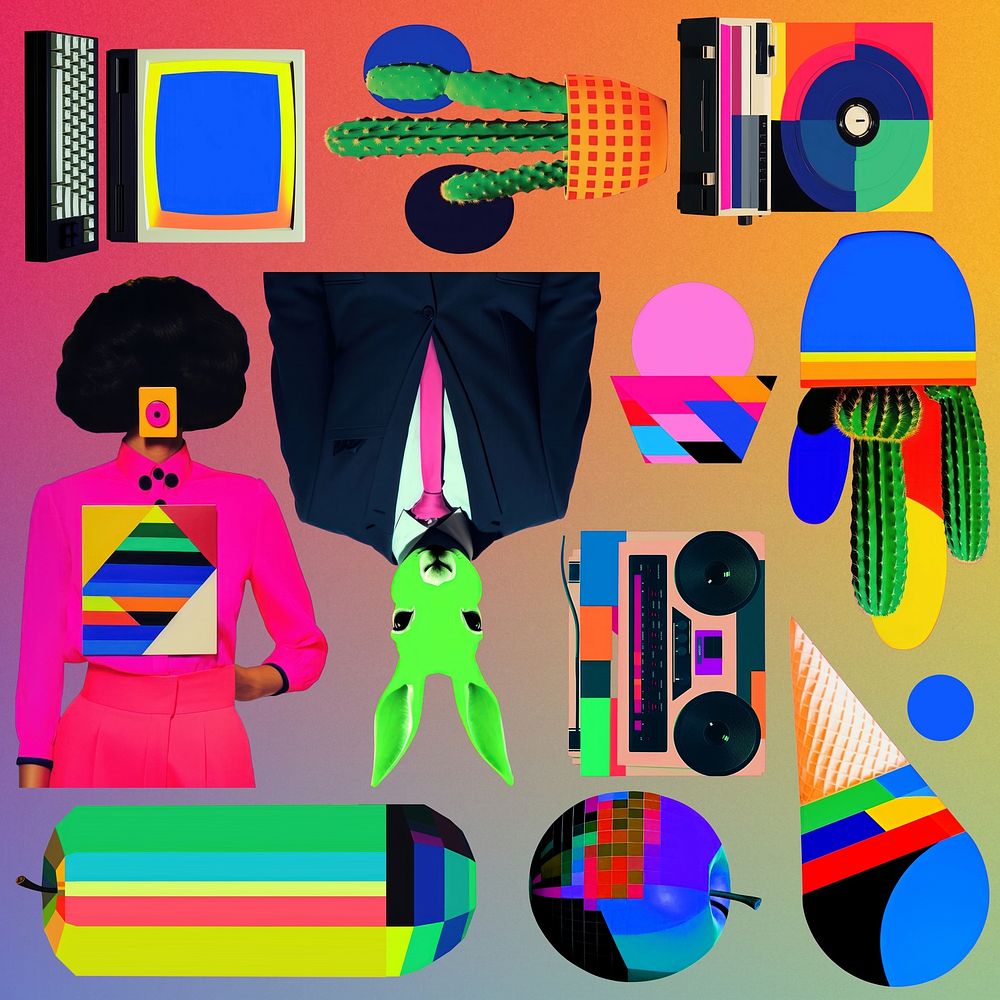 Vivid retro collage element set | Premium Photo - rawpixel