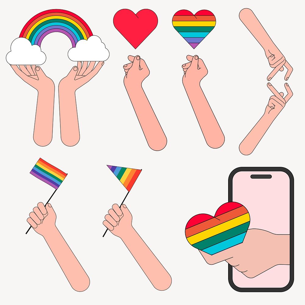 Pride month elements element set | Premium Photo - rawpixel