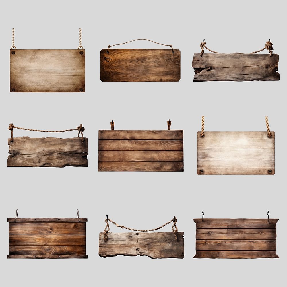 Wooden sign element set | Free Photo - rawpixel