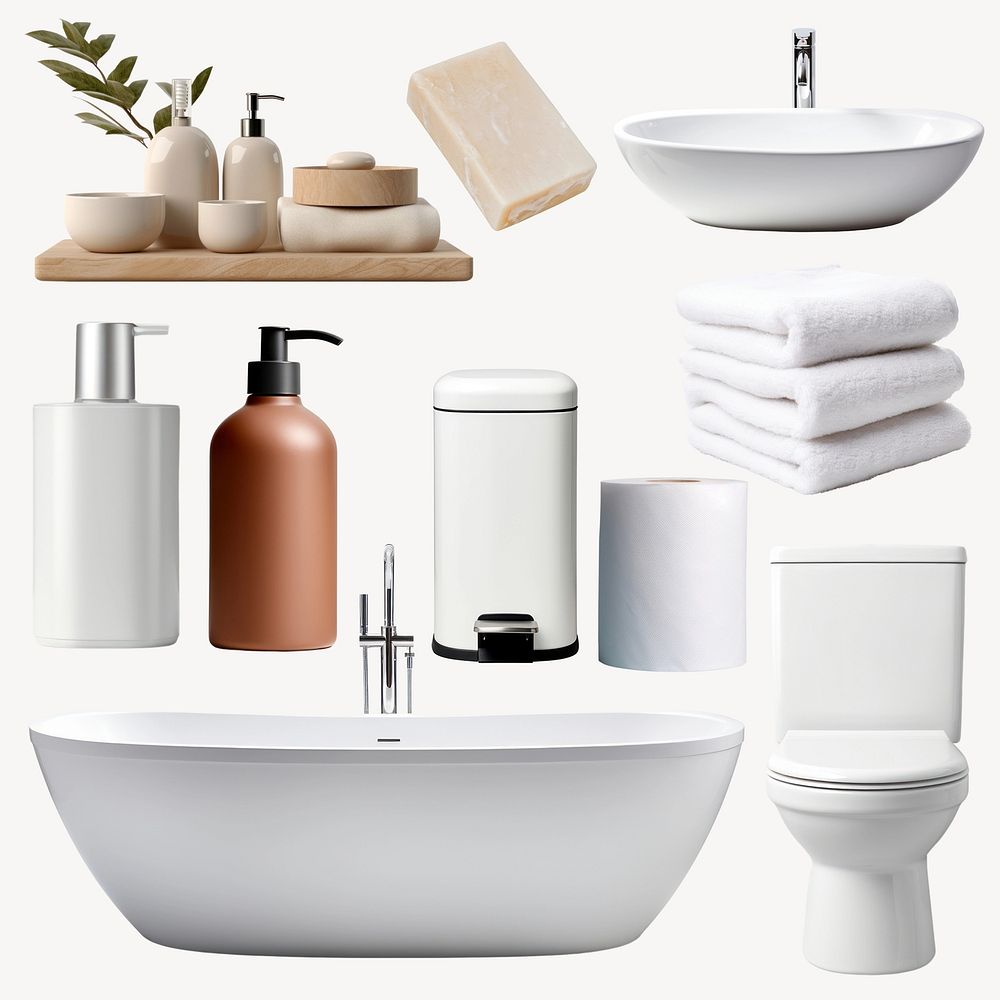 Minimal bathroom objects element set | Free Photo - rawpixel