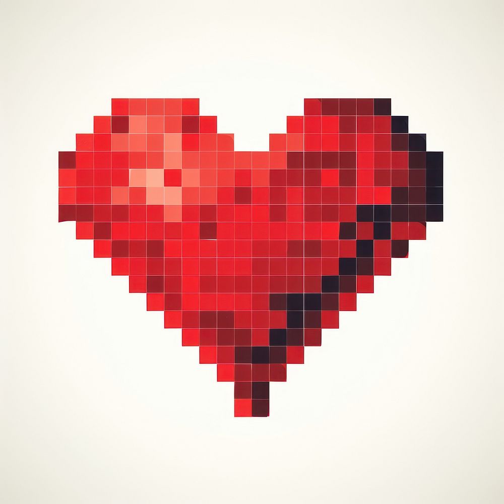 Pixelated red heart illustration | Free Photo Illustration - rawpixel