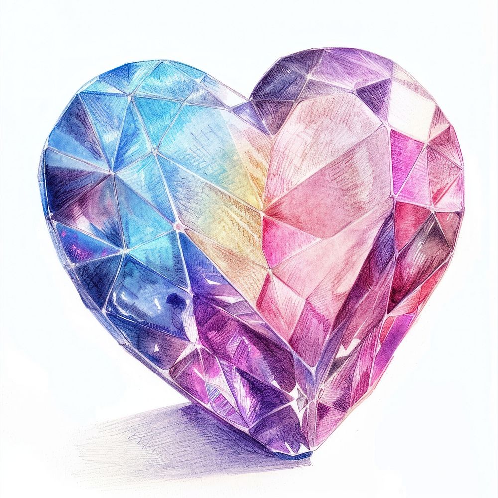 Colorful faceted heart gem illustration | Free Photo Illustration ...
