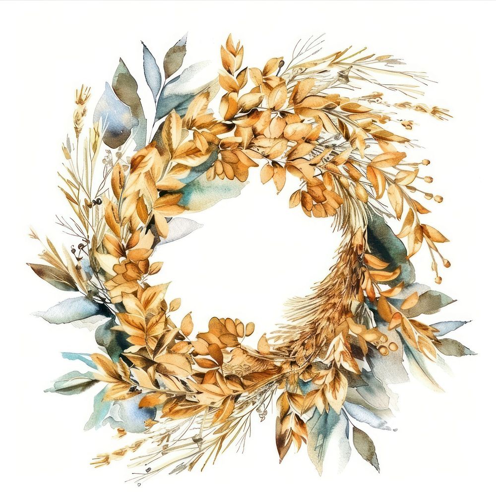 Autumn wreath watercolor illustration | Free Photo Illustration - rawpixel