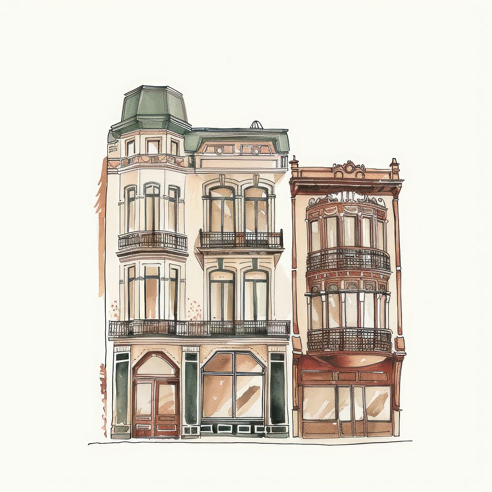 Charming vintage urban building illustration | Free Photo Illustration ...