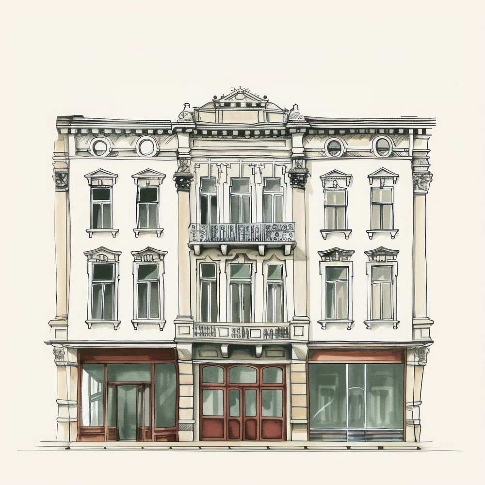 Vintage architectural building illustration | Free Photo Illustration ...
