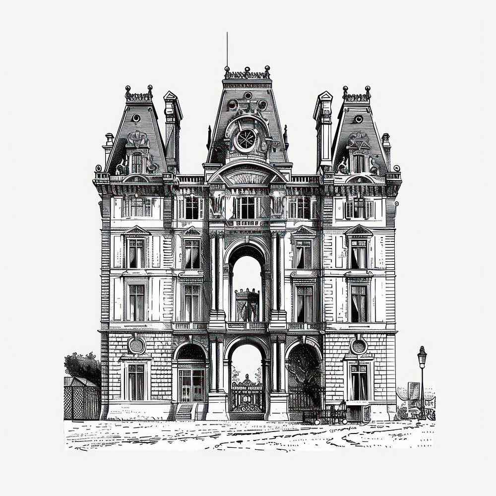Vintage architectural building illustration | Free Photo Illustration ...