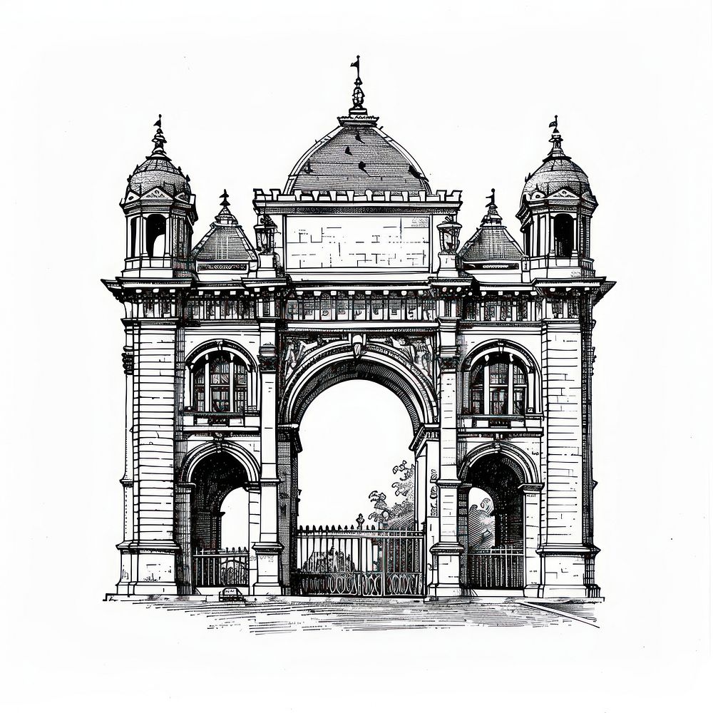 Architectural landmark ink illustration | Free Photo Illustration ...