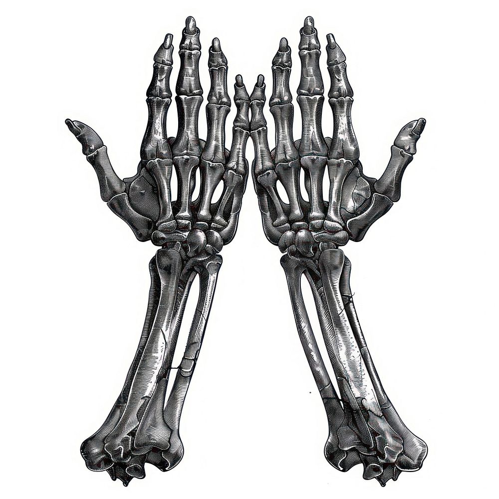 Detailed skeletal hands illustration | Free Photo Illustration - rawpixel