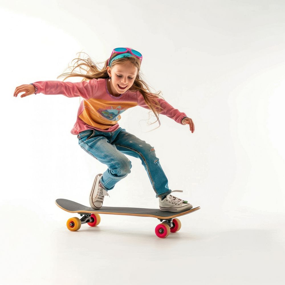 Joyful girl skateboarding indoors | Free Photo - rawpixel