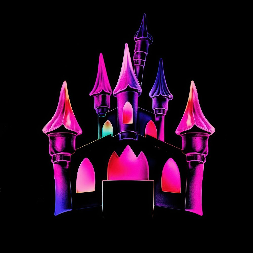 Vibrant neon fantasy castle illustration | Free Photo Illustration ...