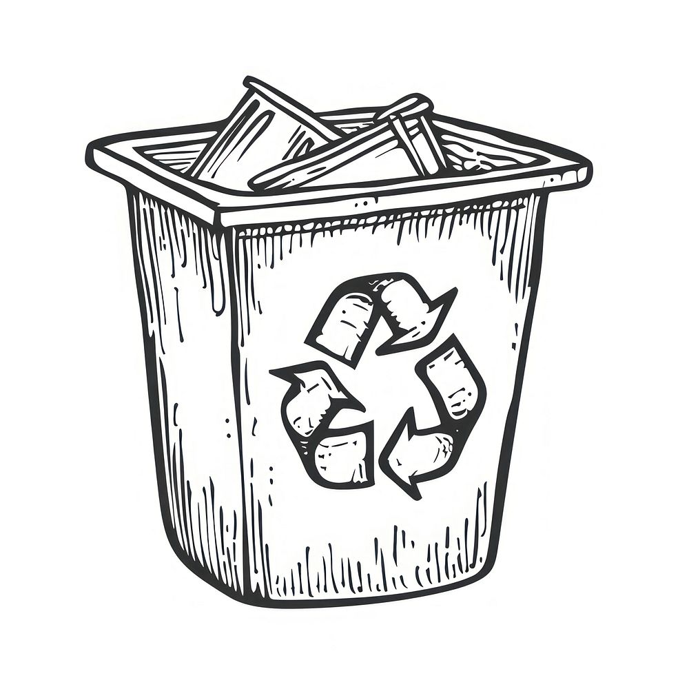 Hand-drawn recycling bin illustration | Free Photo Illustration - rawpixel