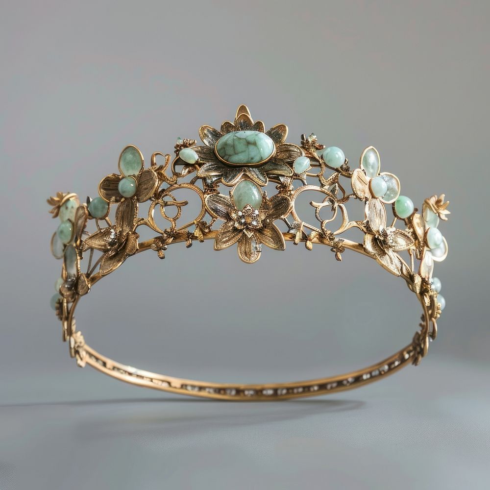 Elegant gold floral gemstone tiara | Free Photo - rawpixel