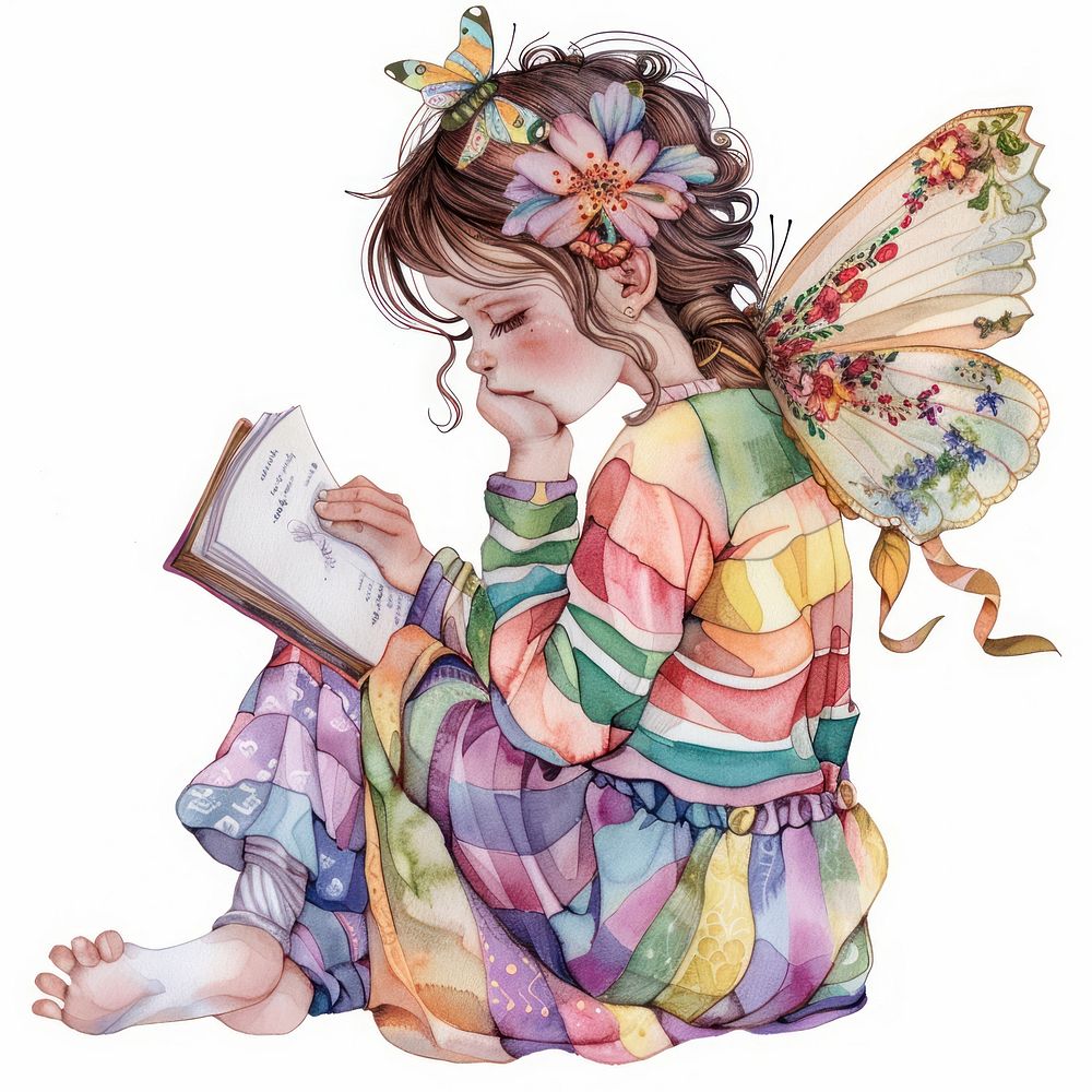 Whimsical fairy reading book | Free Photo Illustration - rawpixel