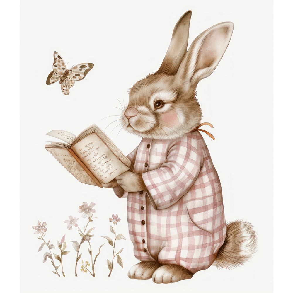 Cute bunny reading book | Free Photo Illustration - rawpixel