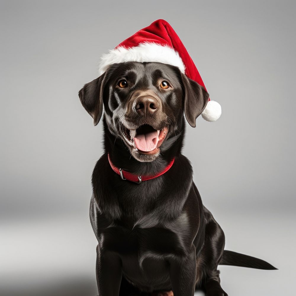 Festive dog wearing Santa hat | Free Photo - rawpixel