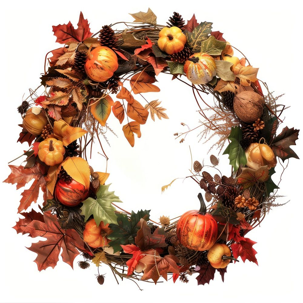 Rustic fall harvest wreath produce | Free Photo - rawpixel